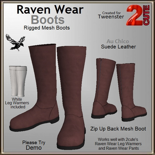 Second Life Marketplace - Raven Wear Boots [2cute] Tweenster - Suede Au ...